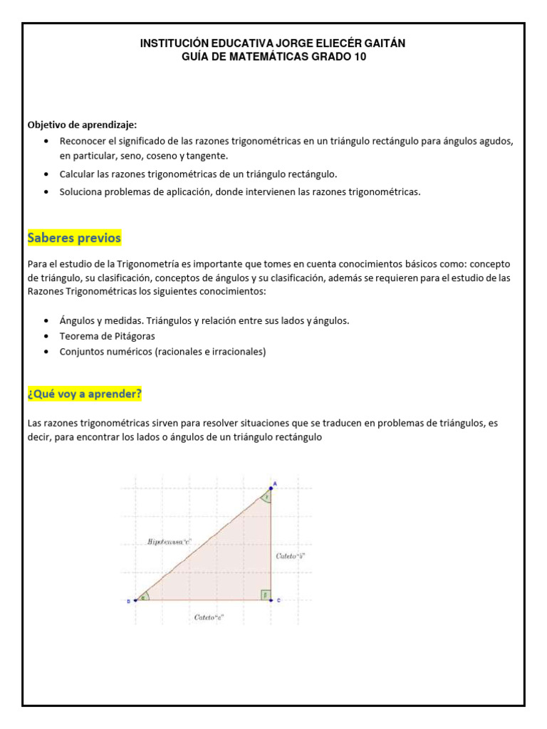 Razones Trigonom-Tricas 2024 | PDF | Trigonometría | Triángulo