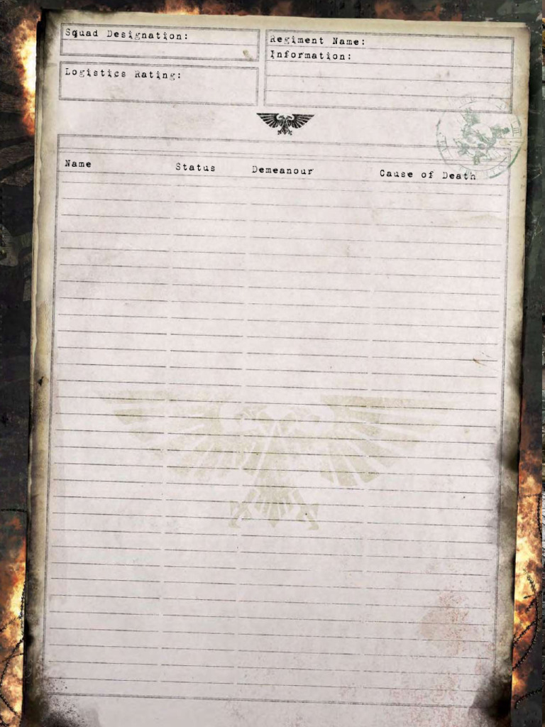 Hoja Warhammer 40k Only War | PDF