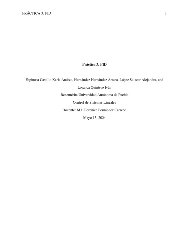 Práctica 3 PID | PDF | Amplificador | Ingenieria Eléctrica