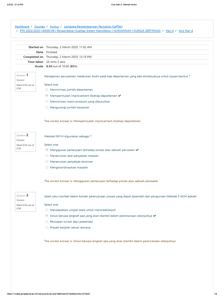 Kuis Hari 4 - Attempt Review | PDF