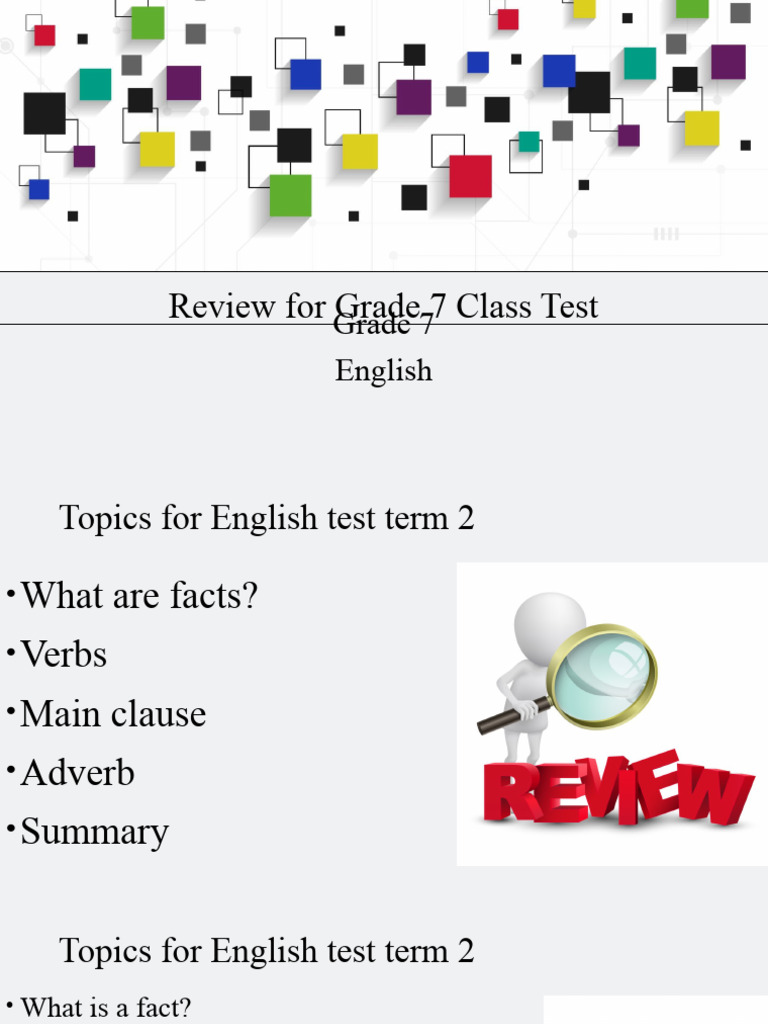 Grade 7 English Test Review Guide | PDF | Foreign Language Studies