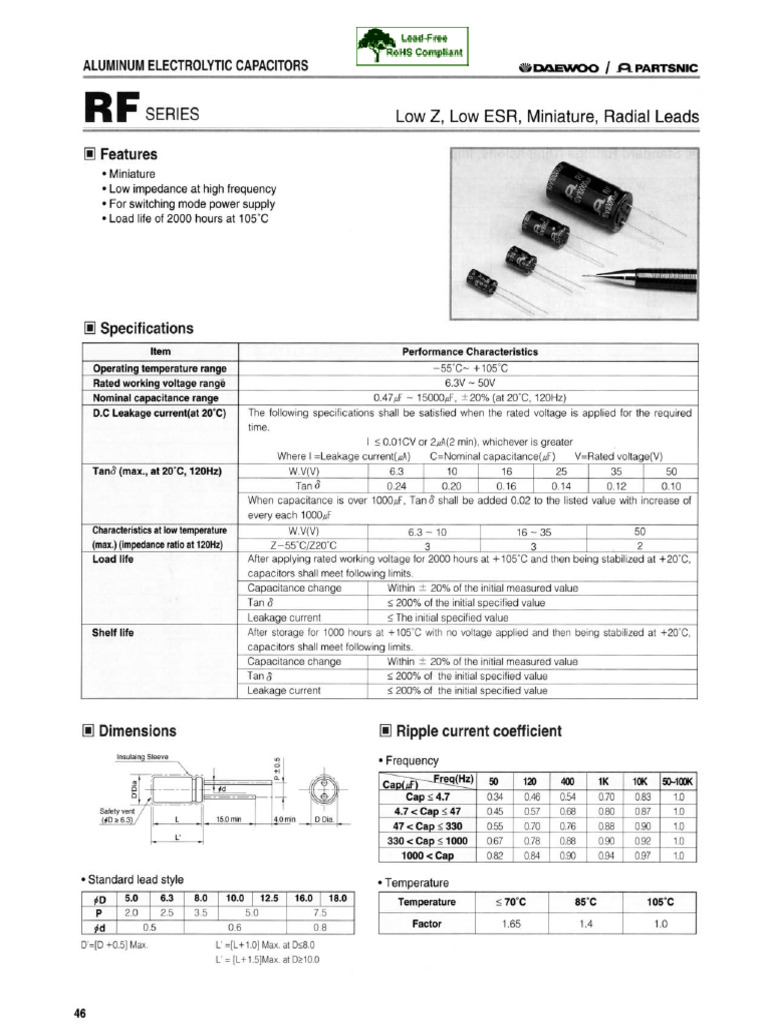 Daewoo-Partsnic (Radial Thru-Hole) RF SERIES | PDF