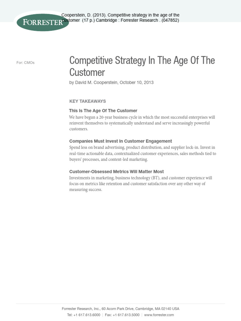 Competitive Strategy in The Age of The Customer | Download Free PDF ...