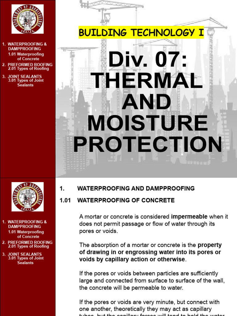 Division VII Thermal Moisture Protection | Download Free PDF | Concrete | Sheet Metal