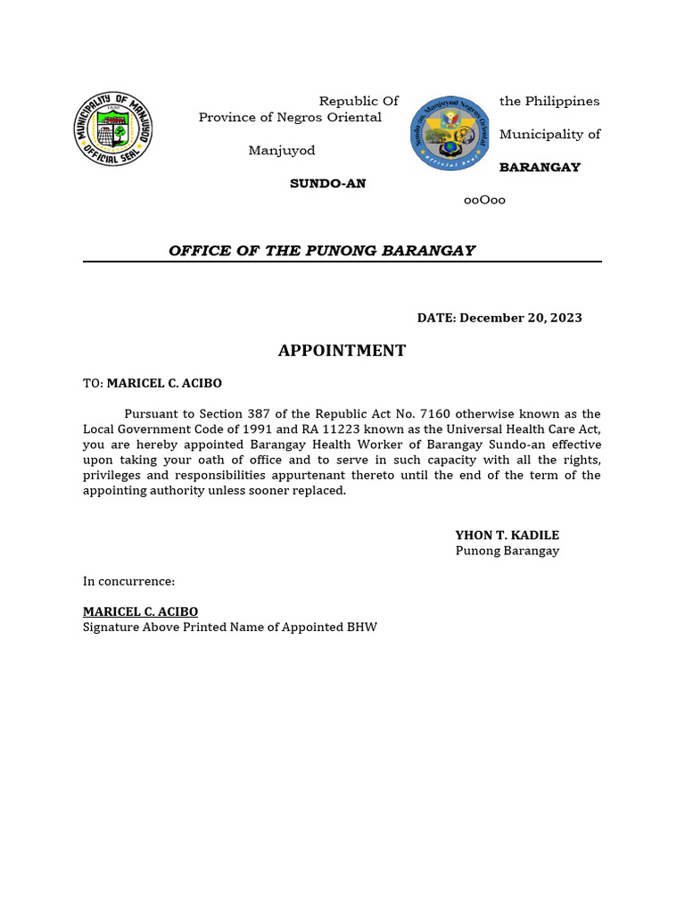 Appointment BHW | PDF