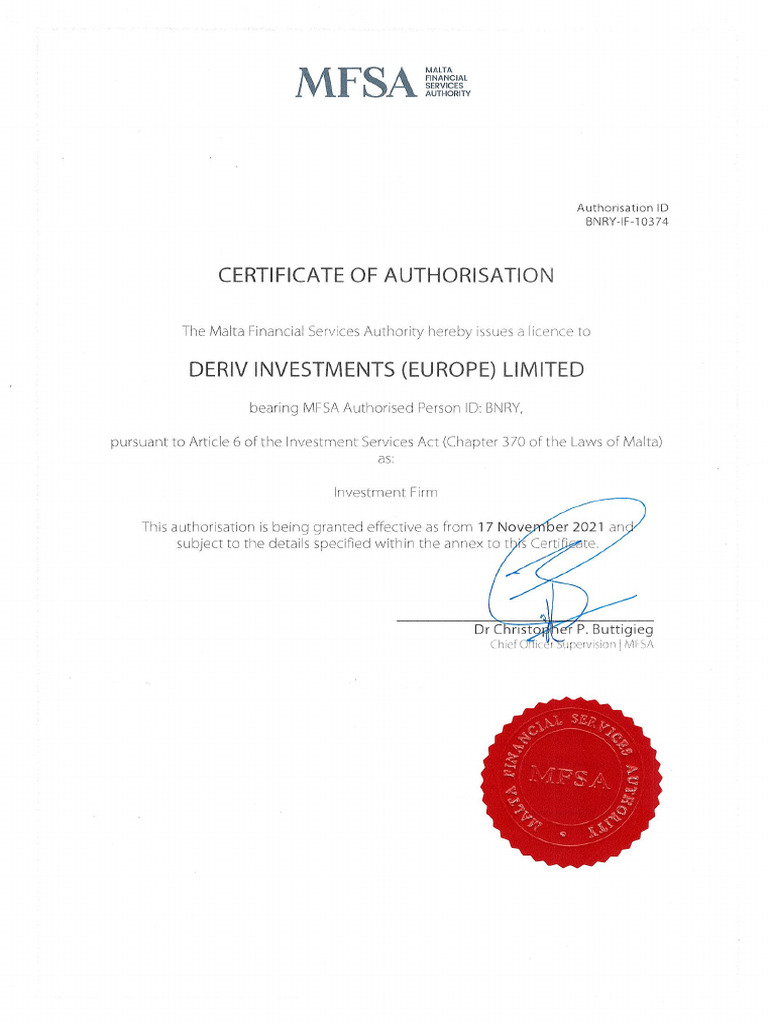 Deriv Investments (Europe) Limited | PDF