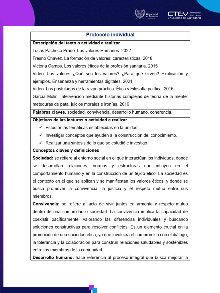 Protocolo Individual Etica Profesional Unidad 3 | PDF | Sociedad | Moralidad