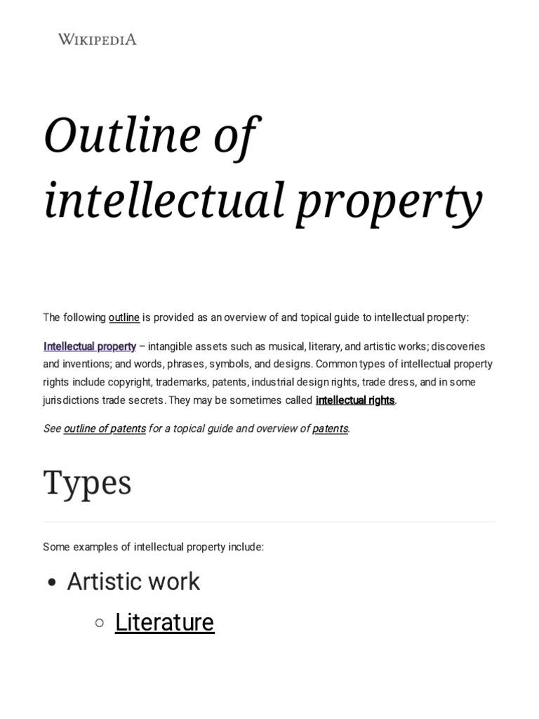 Outline of Intellectual Property | PDF | Intellectual Property | Patent