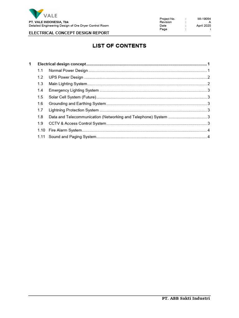 Electrical Design for Ore Dryer Control Room | PDF | Electric Power ...