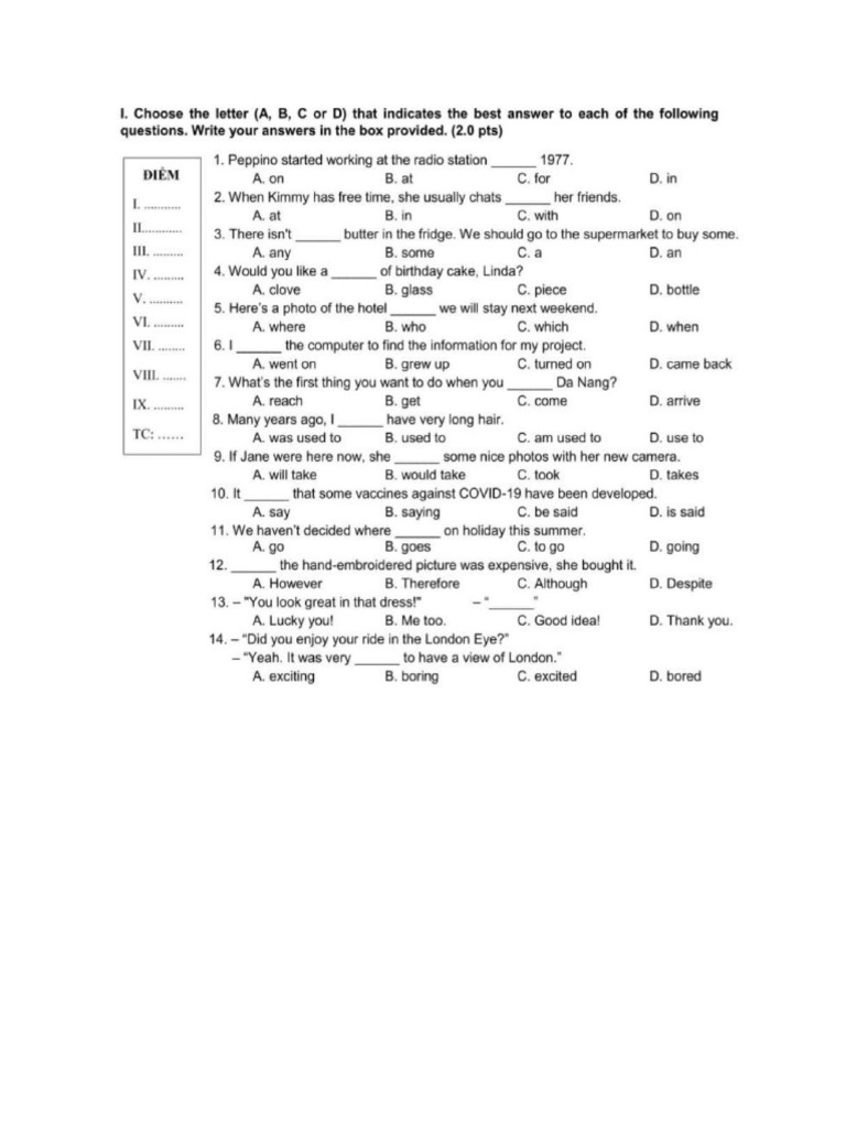 Year 10 Entrance Exam Paper 2021 | PDF