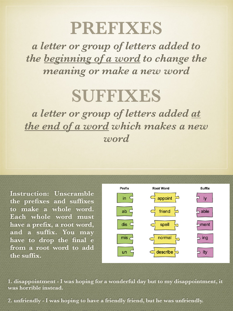 Prefixes and Suffixes | PDF | Water | Adjective