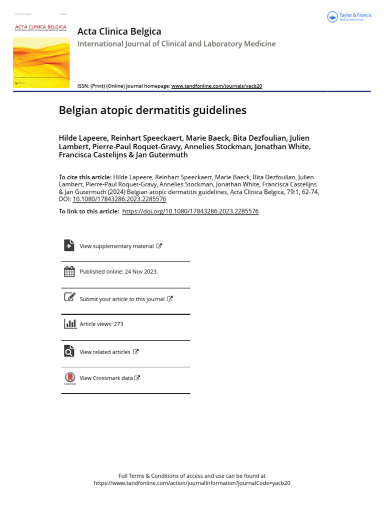 Belgian Atopic Dermatitis Guidelines | PDF | Allergy | Dermatitis