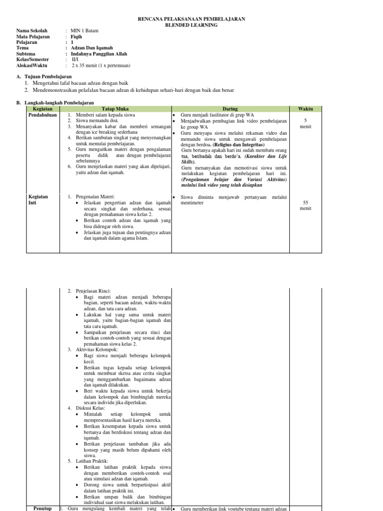 RPP Blended Learning Maya | PDF