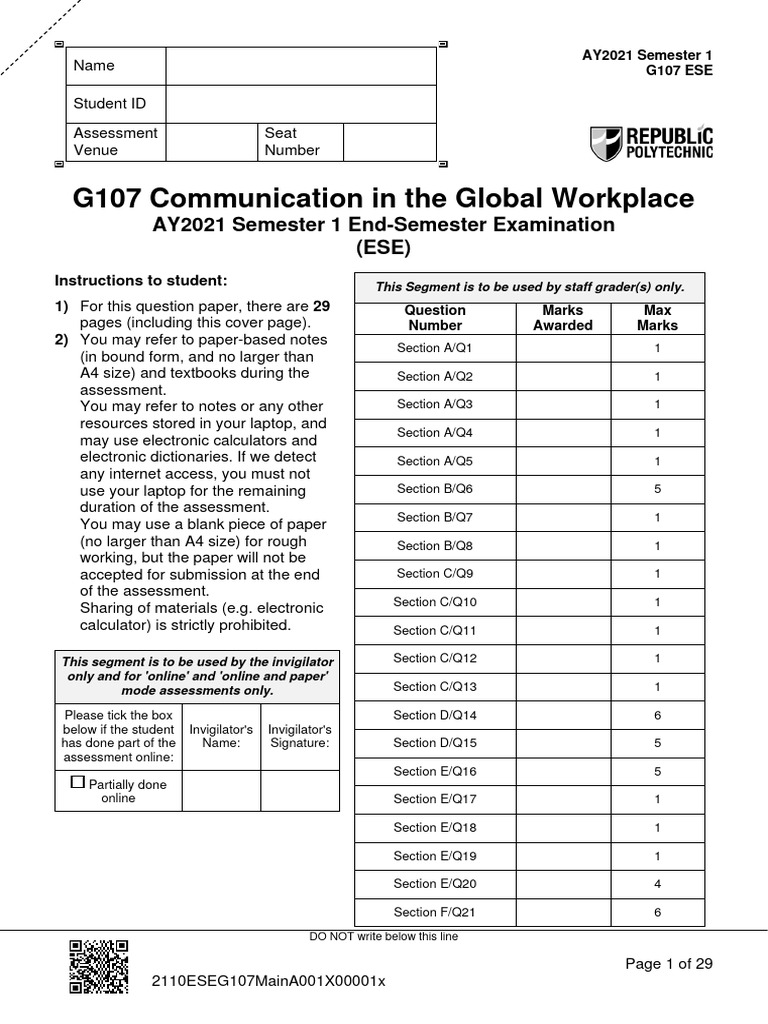 Ay 2021 Sem 1 g107 Ese | PDF | Nonverbal Communication | Entrepreneurship
