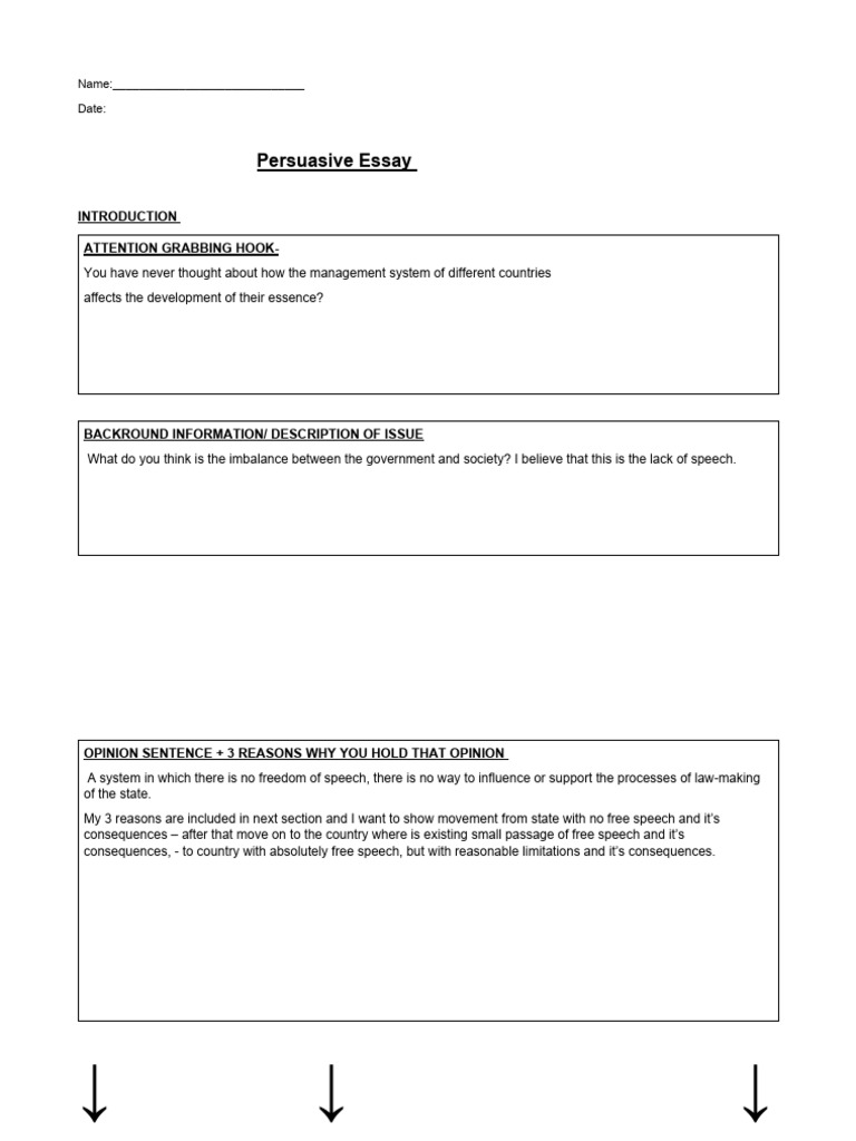 Persuasive Essay Graphic Organizer | PDF | Freedom Of Speech | Freedom ...