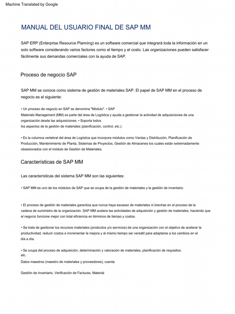 Manual Sap PARTE 1 OK | Descargar gratis PDF | Factura | Logística