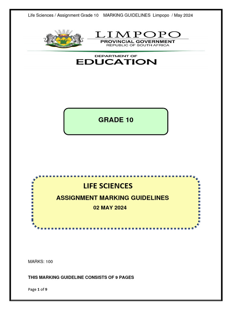 Grade 10 Life Sciences Assignment May 2024 | PDF | Leaf | Stoma