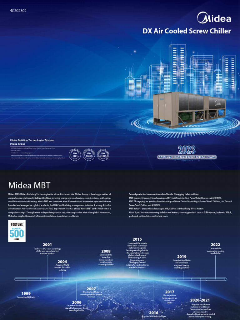 PD - Midea - DX - Air Cooled Screw Chiler - 20230214 - V16 | PDF | Heat Exchanger | Engineering ...