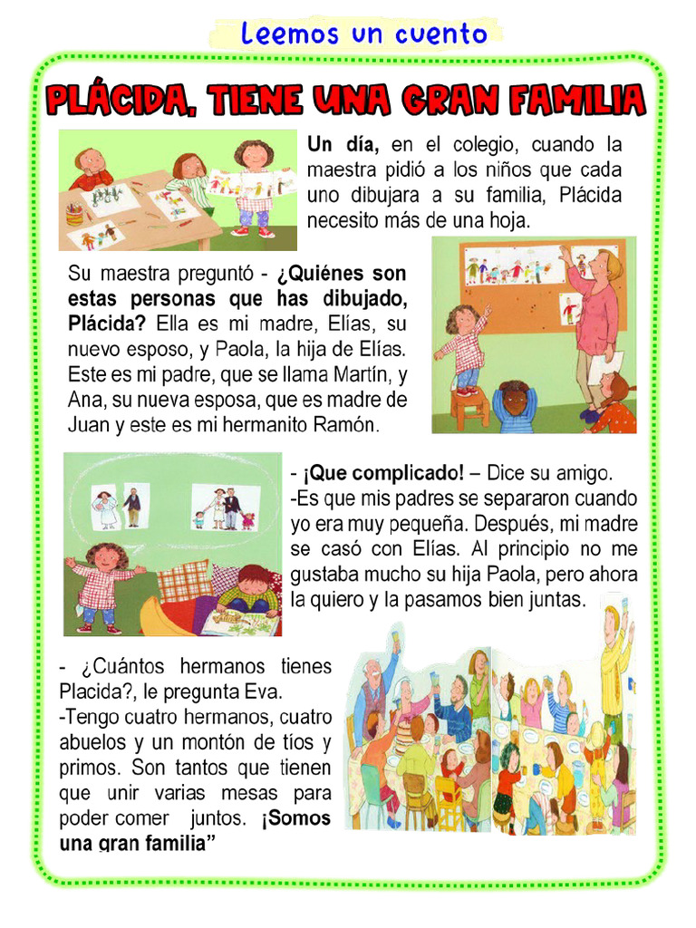 Cuento sobre la familia de Plácida | PDF