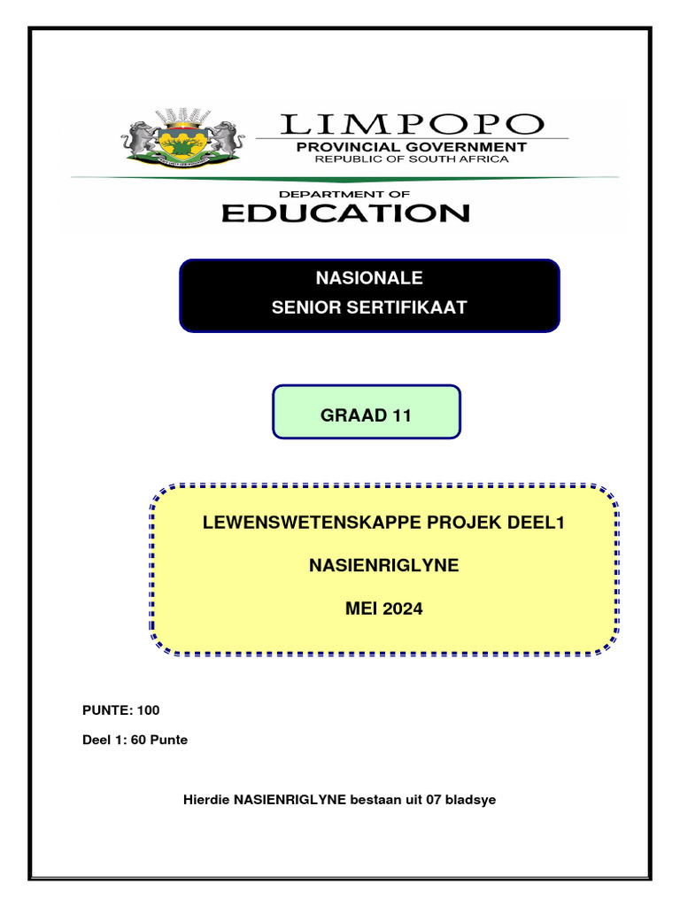 2024 05 07 LIM2024 LFSC Gr11 Projek Deel1 NR AFR | PDF