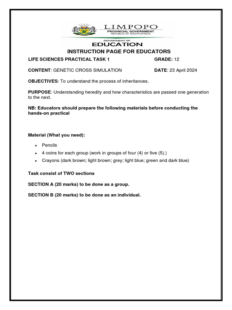 Grade 12 Life Sciences Practical Task 2 | PDF