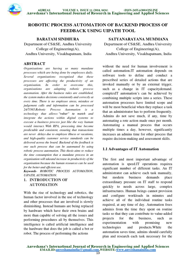 Robotic Process Automation of Backend Process of Feedback Using Uipath ...