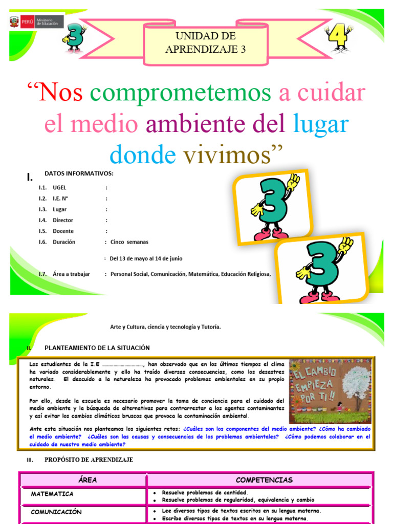 Unidad 3 IV Ciclo | PDF | Aprendizaje | Entorno natural