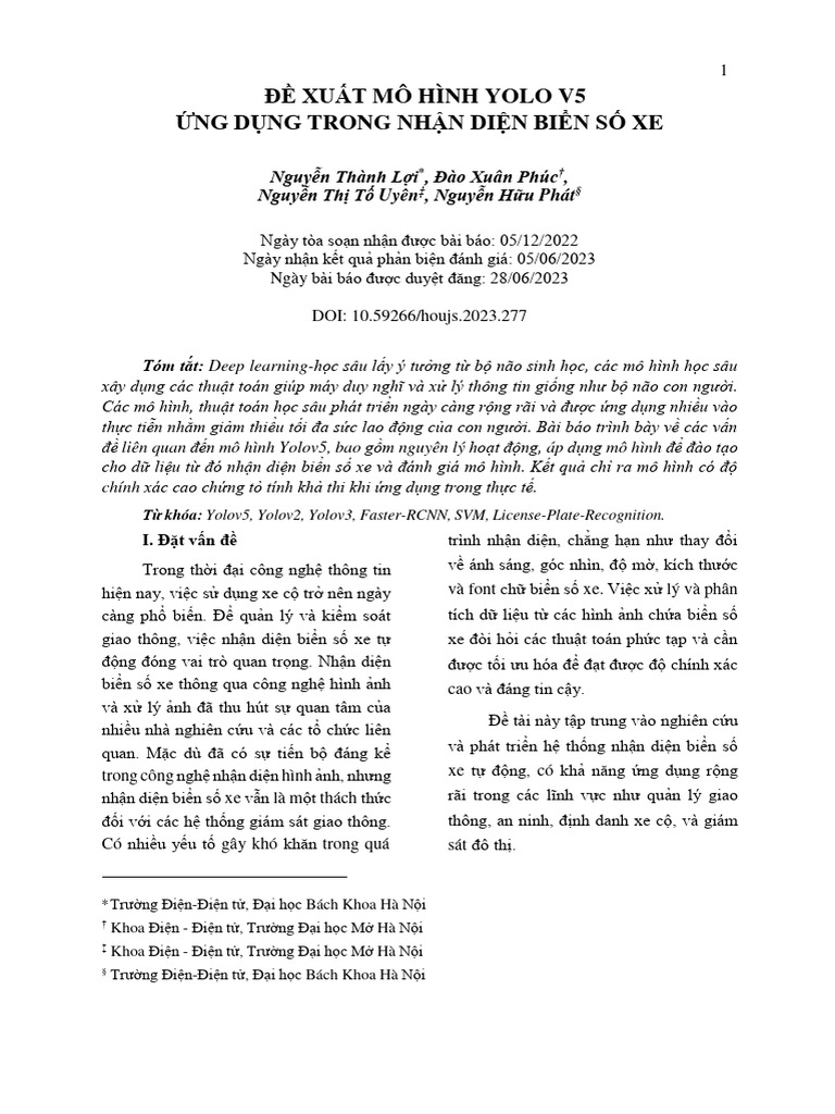 ĐỀ XUẤT MÔ HÌNH YOLO | PDF
