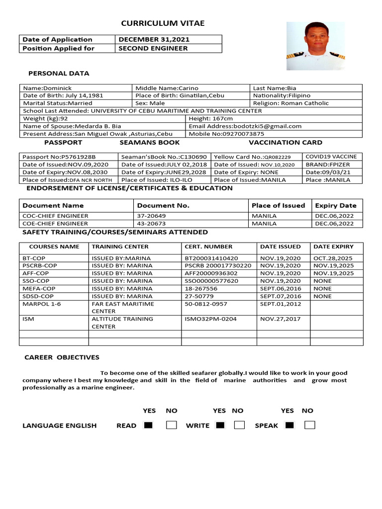 Curriculum Vitae 2021 | PDF | Shipping