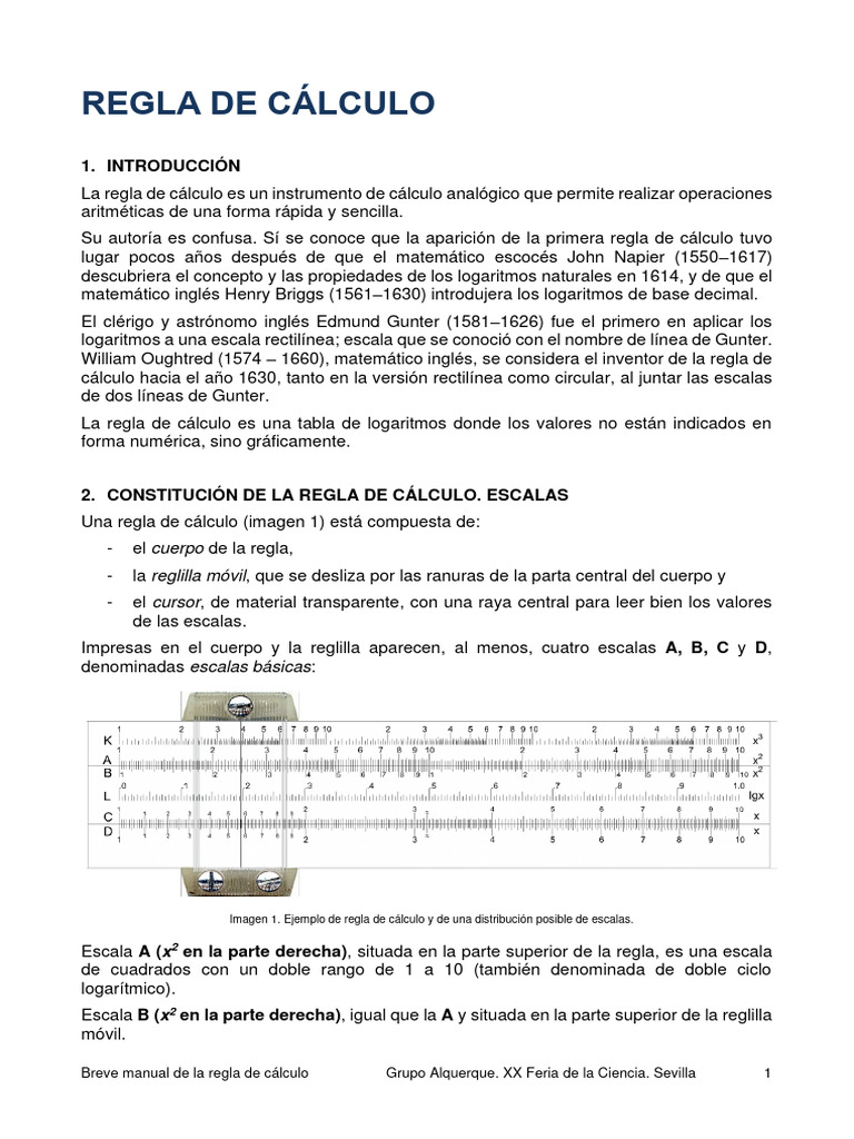 Regla Calculo Manual | PDF | Logaritmo | Matemáticas