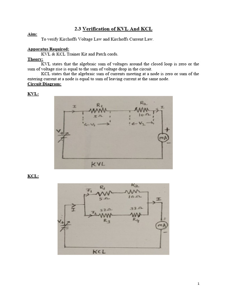 2.3 Verification of KVL and KCL | Download Free PDF | Series And Parallel Circuits | Electrical ...
