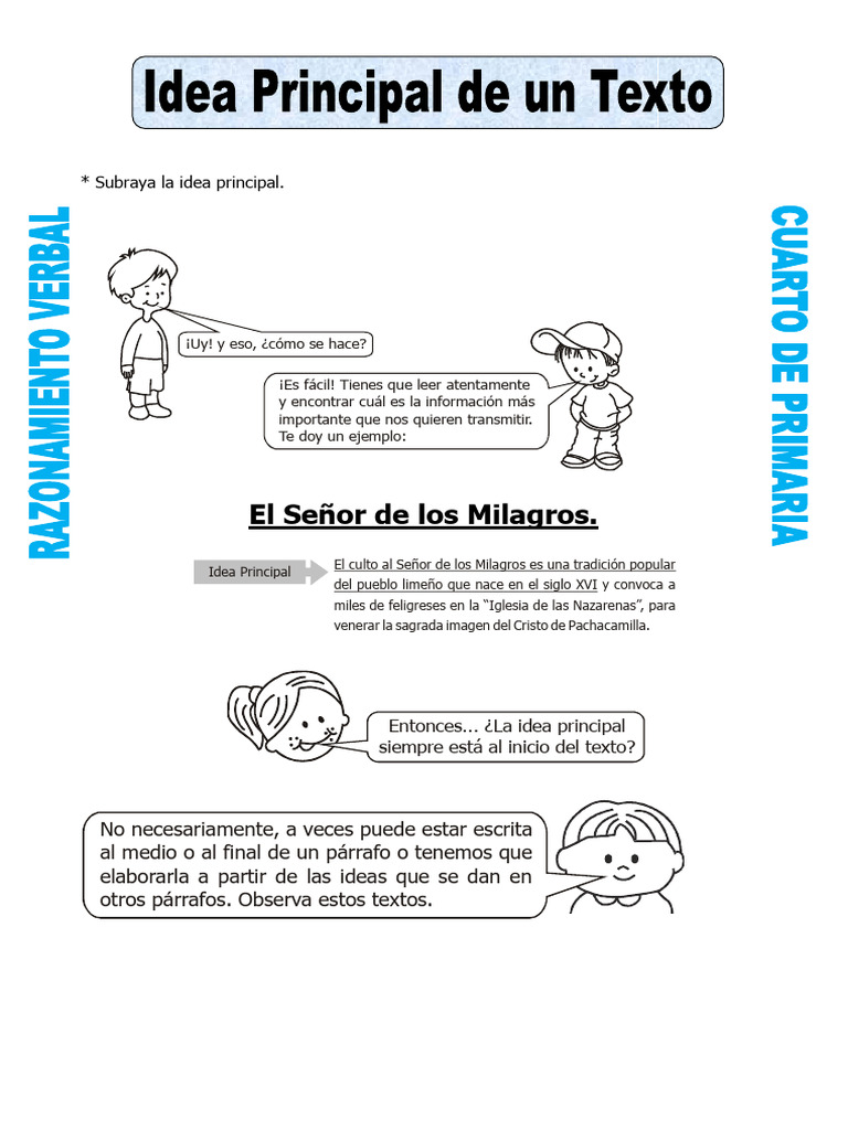 Ficha-Idea-Principal-de-un-Texto-para-Cuarto-de-Primaria | PDF | Tierra