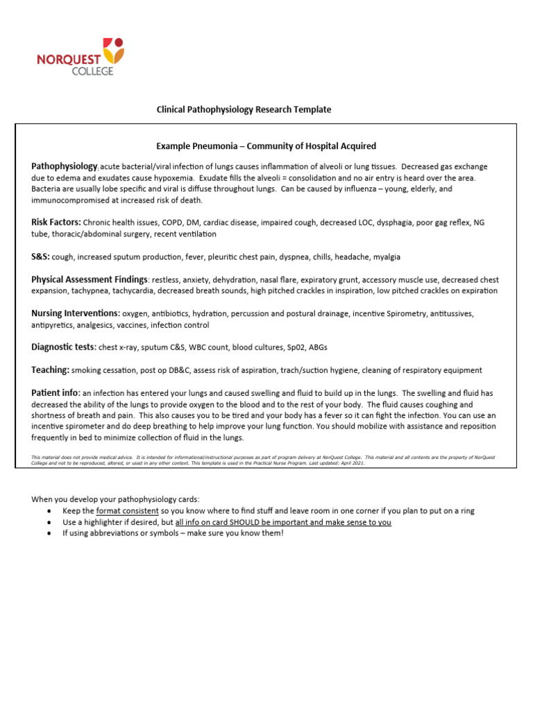 Clinical Pathophysiology Research Sample April 2021 | PDF | Lung ...