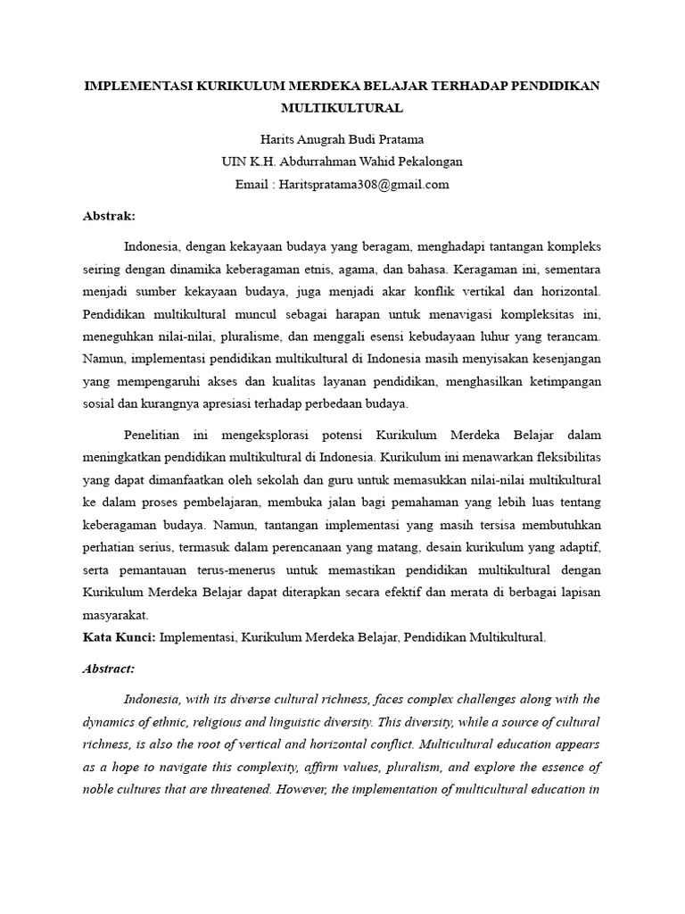 Implementasi Kurikulum Merdeka Belajar Terhadap Pendidikan Multikultural | PDF
