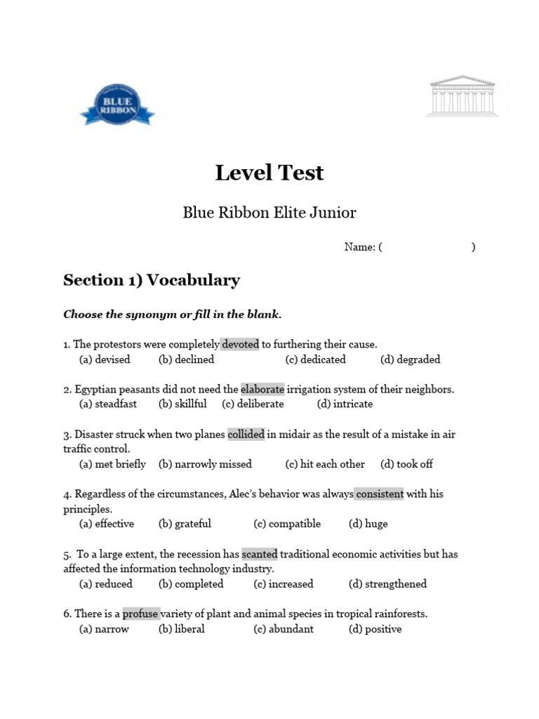 Level Test - 230324 UPDATED W Essay Sheet | PDF | History