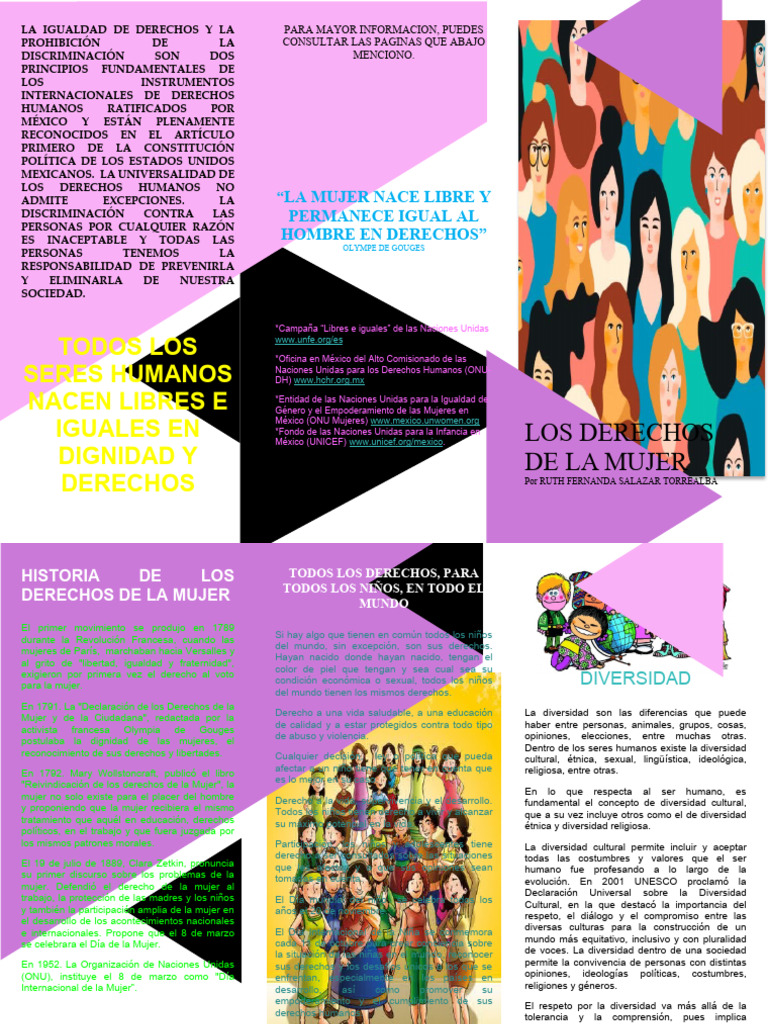 Triptico Derecho de La Mujer | PDF | Mujer | Naciones Unidas