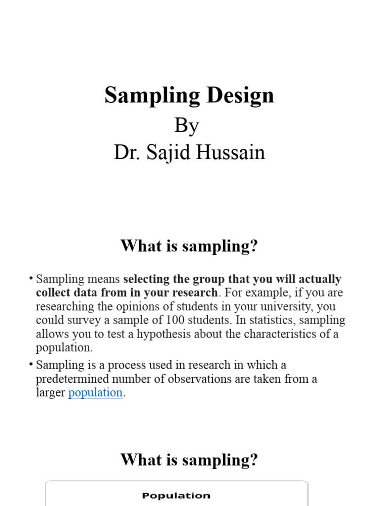 Lecture8 Sampling Design Pdf Sampling Statistics Stratified Sampling