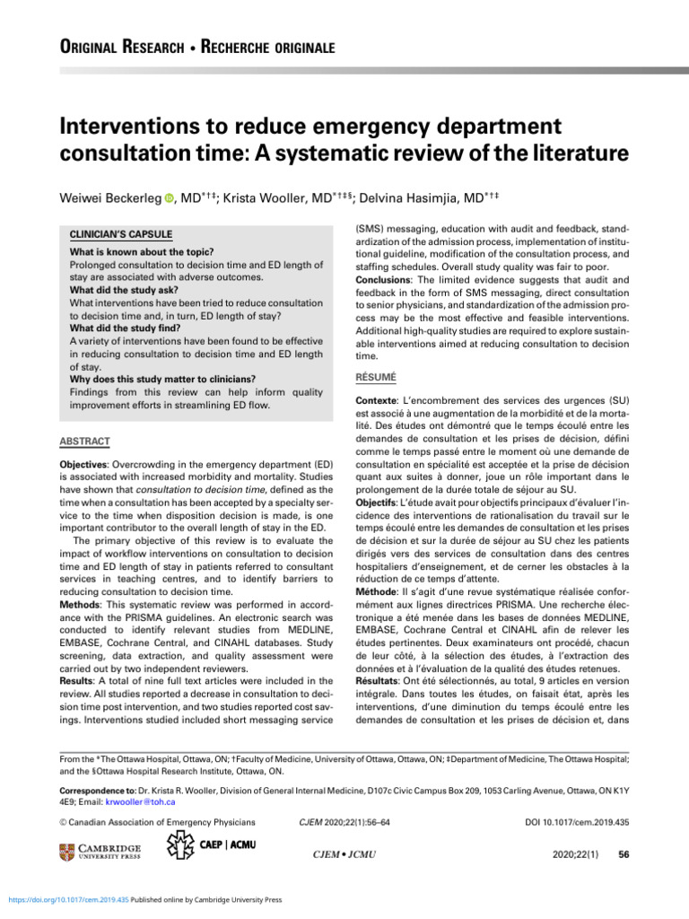 Reducing ED Consultation Time: Review | PDF | Medicine | Health Care