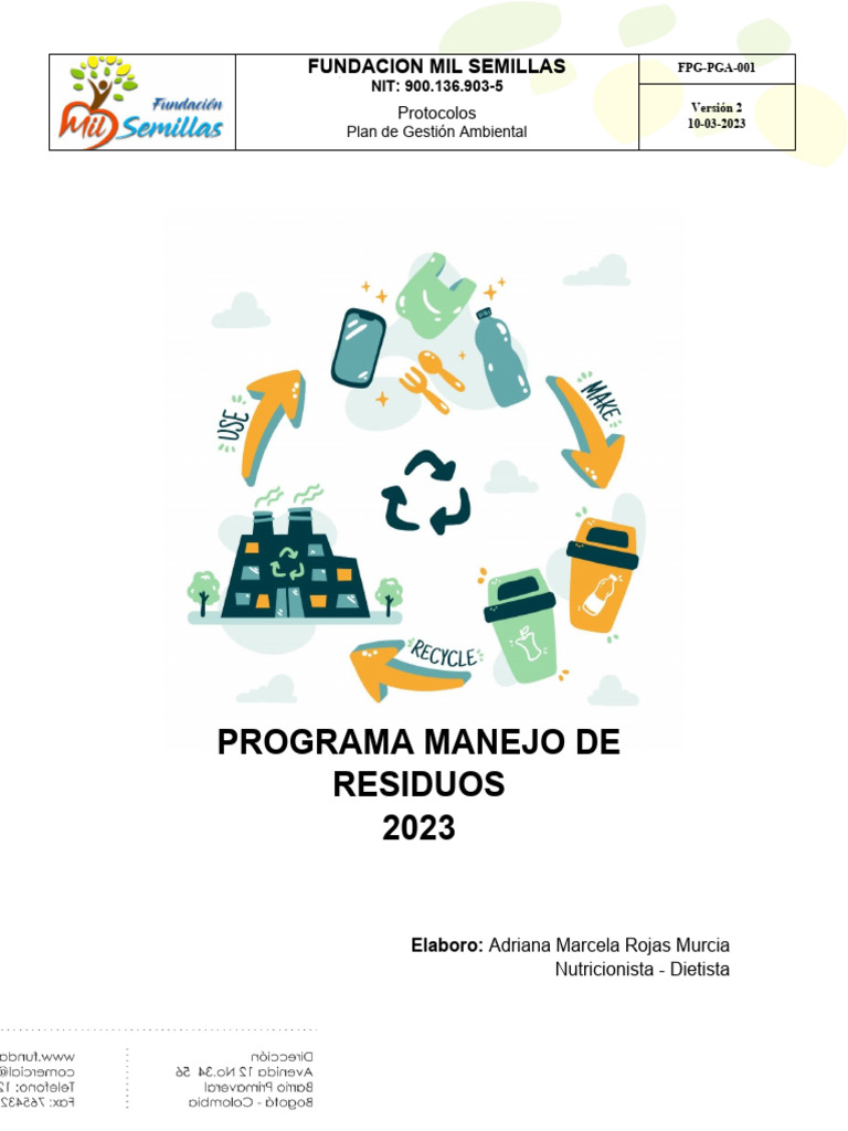 Programa Manejo de Residuos | Descargar gratis PDF | Residuos | Reciclaje
