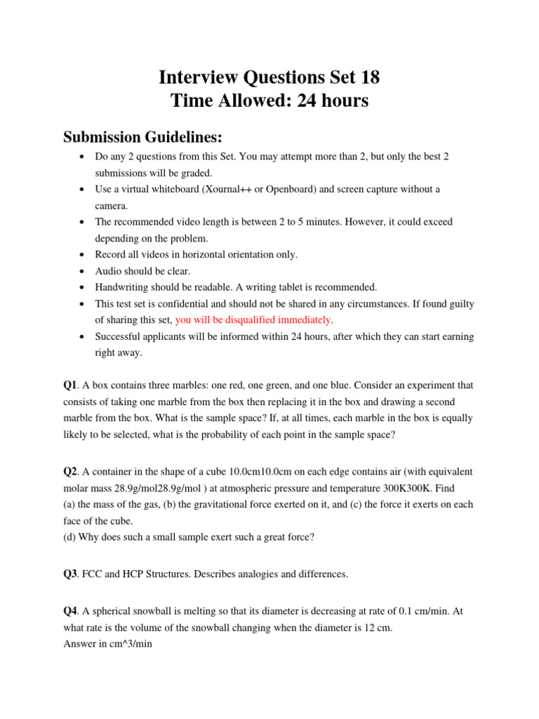 Interview Questions (Set 18) | PDF | Physical Quantities