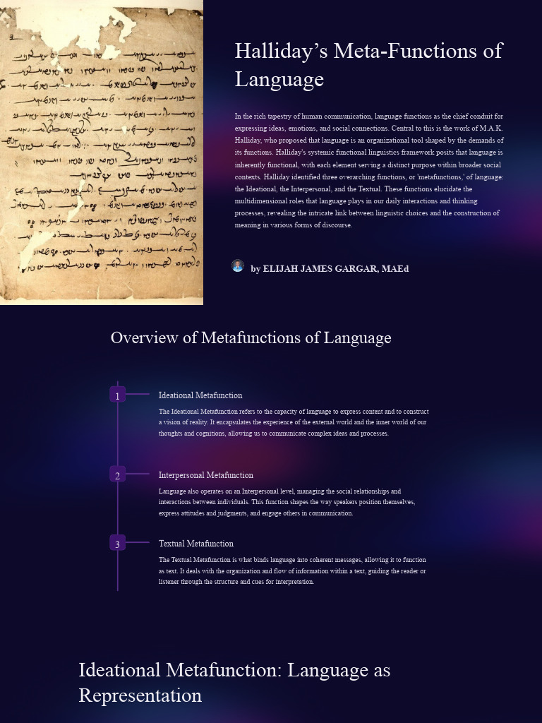 Halliday's Language Meta-Functions Explained | PDF | Narrative ...
