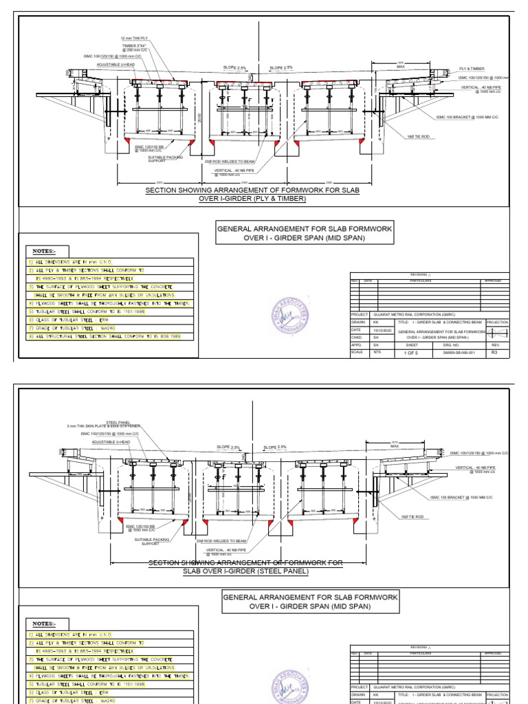 DW SM069-SB-066-001 - (R3) Slab & Connecting Beam Over I - Girder | PDF ...