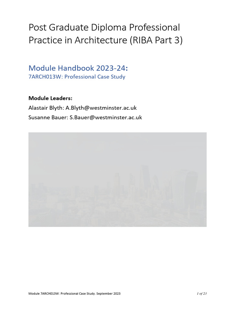 7ARCH013W Professional Case Study - Module Handbook 2023-24-DRAFT - v3 ...