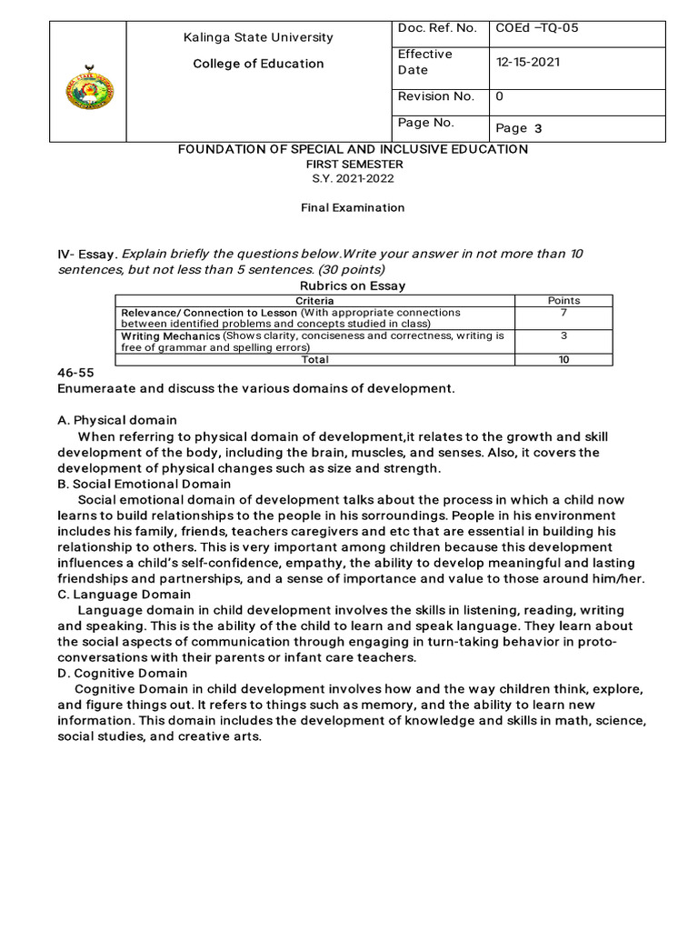 Final Exam (Special Education) | PDF