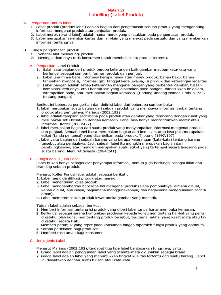 Materi 12. Labelling | PDF