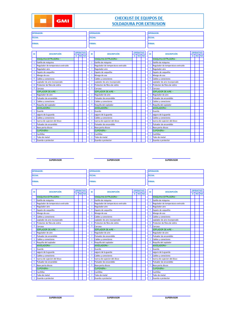 CHECKLIST Extrusion | PDF | Bienes manufacturados | Materiales