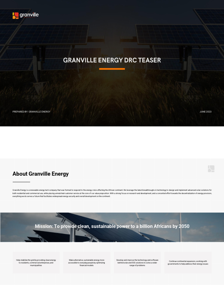 Granville Energy DRC Teaser | PDF | Solar Power | Electrical Grid