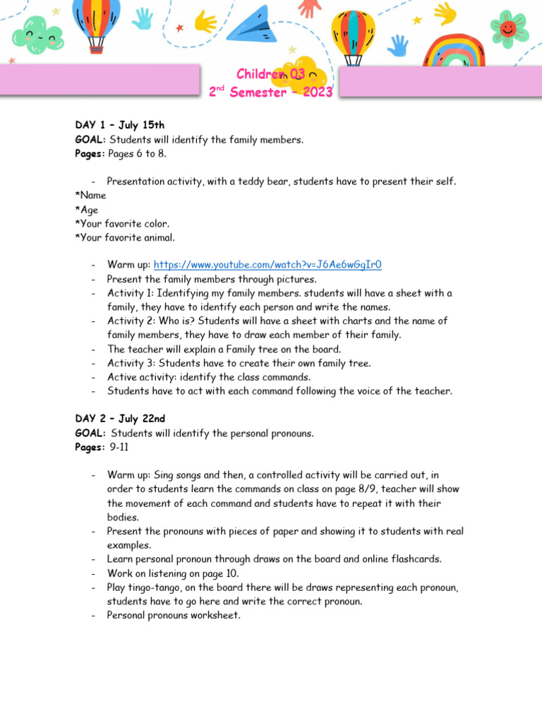 Children 03 Lesson Plan | PDF | Linguistics | Linguistic Morphology