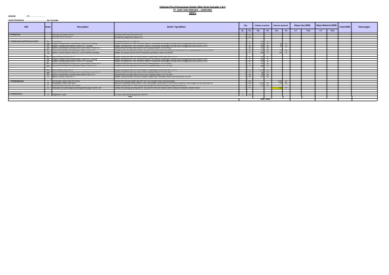 BOQ Contoh Utk Mesin | PDF