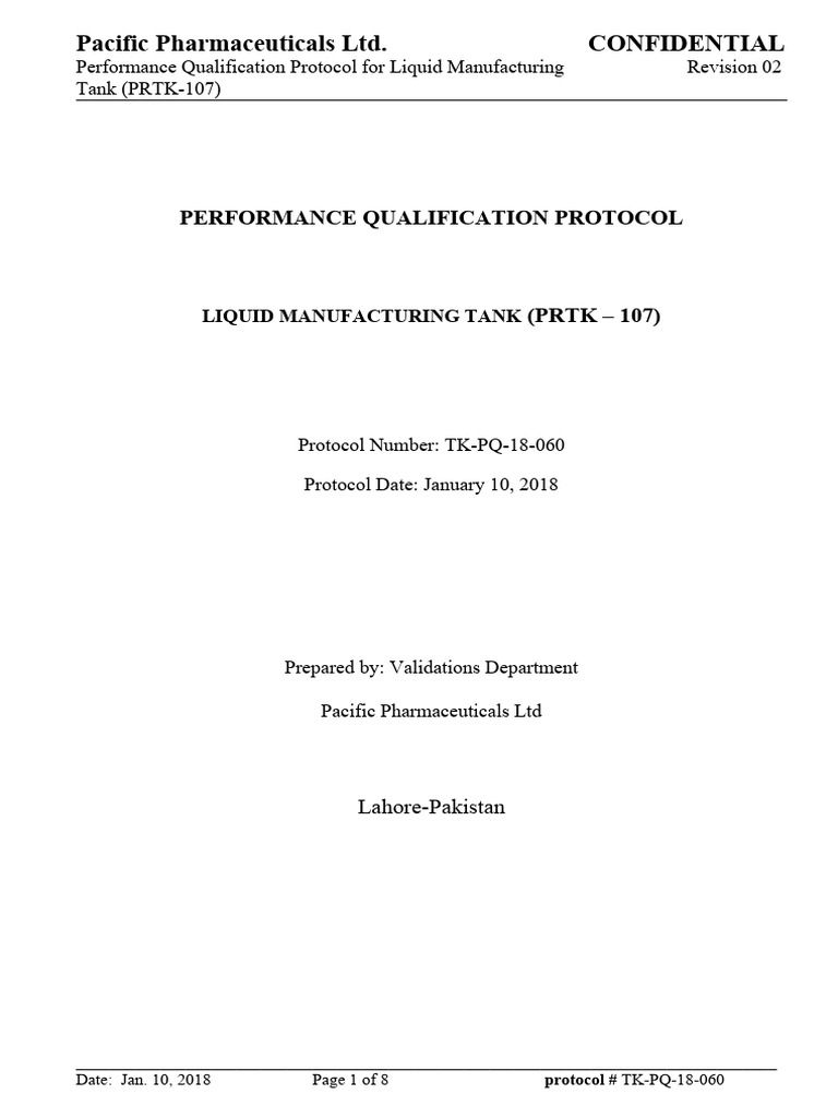 PQ of 107 Liquid Manufacturing Tank | PDF | Liquids